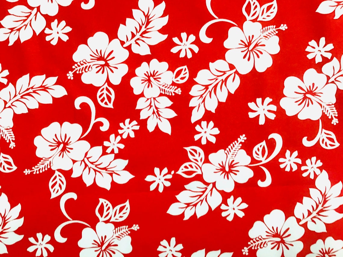 Red Classic Hawaiian Print Fabric 100% Cotton Sold by the Yard (yardage ...