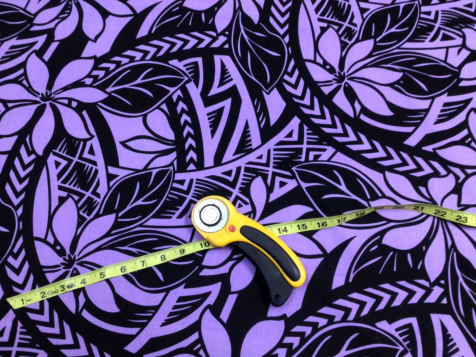 Lavender Tribal With Tiare Flowers Hawaiian Print in Poly-cotton ...