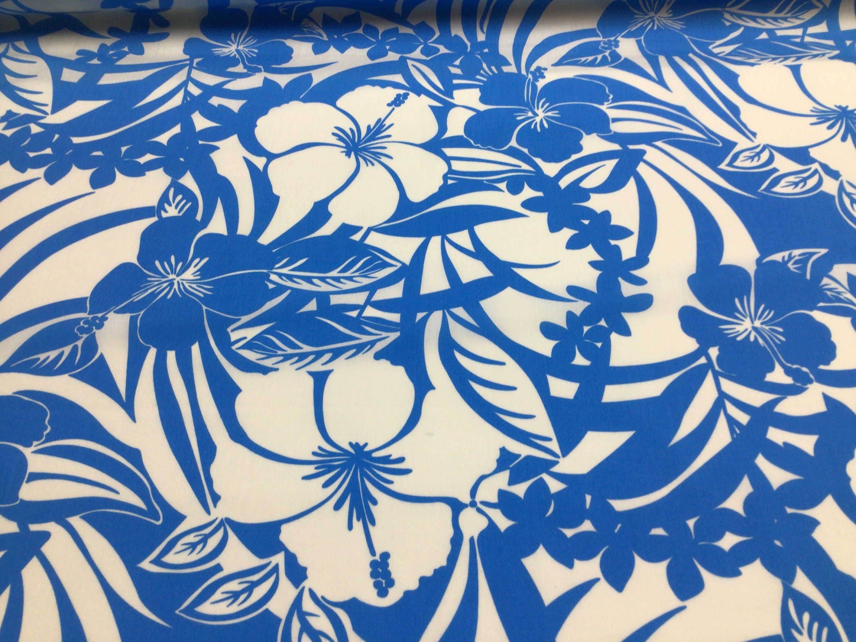 Sky Blue Hawaiian Print In Poly-Cotton Sold bu the Yard | Etsy