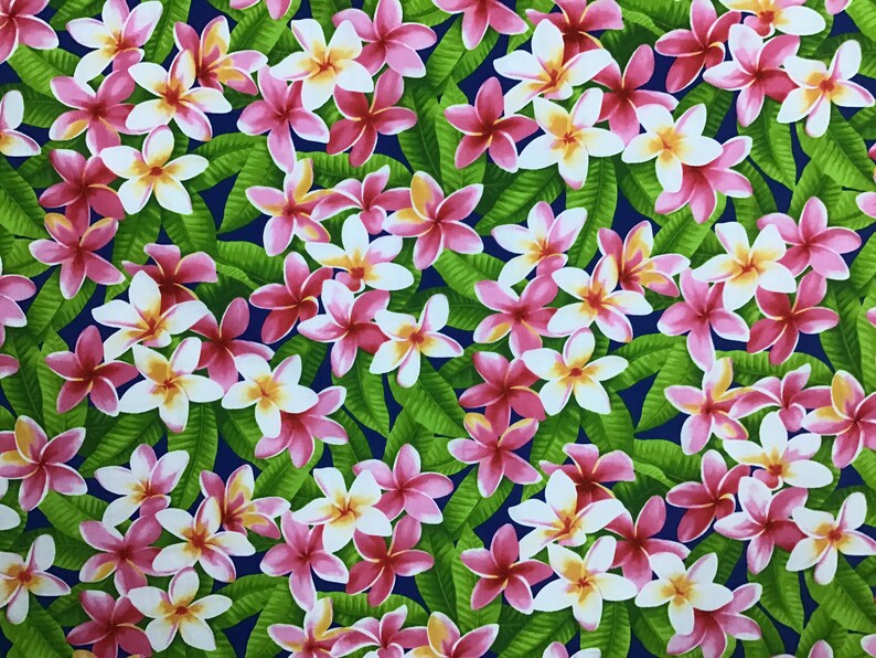 Blue Hawaiian Print in Cotton yardage Available | Etsy