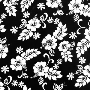 Black Classic Hawaiian Print Fabric 100% Cotton Sold by the Yard ...