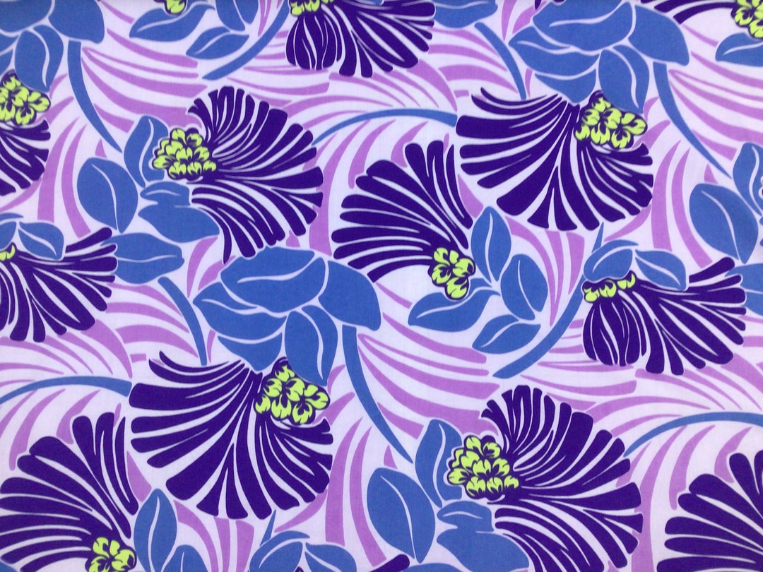 Beautiful Lehua Blossoms in Purple Background Hawaiian Print Fabric ...