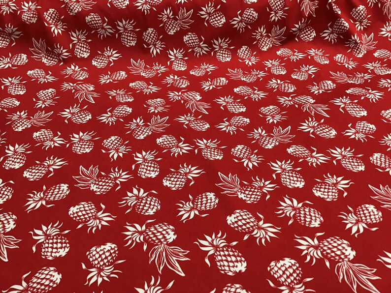 Red Pineapples Hawaiian Print Fabric in 100% Cotton - Etsy