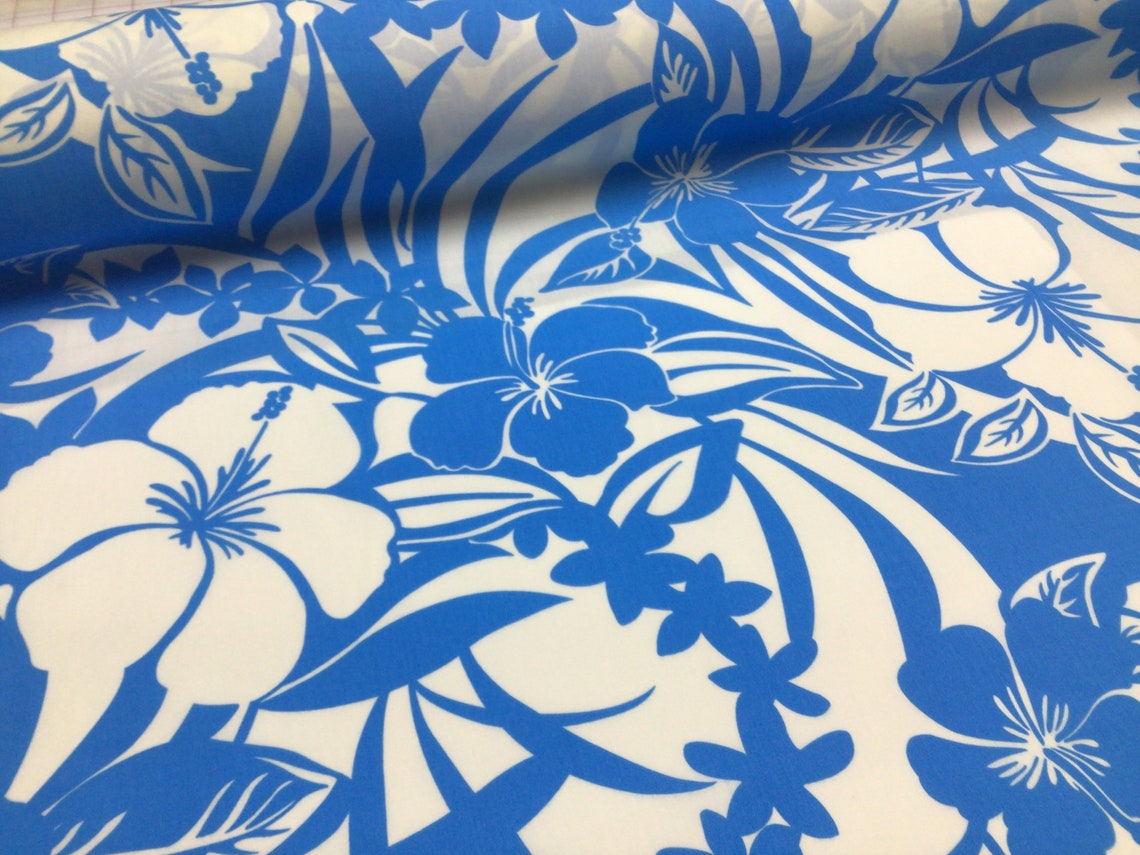 Sky Blue Hawaiian Print in Poly-cotton Sold Bu the Yard | Etsy