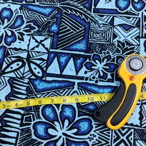 Poly Cotton Tapa Design Hawaiian Print Fabric in Blue Sold by the Yard ...