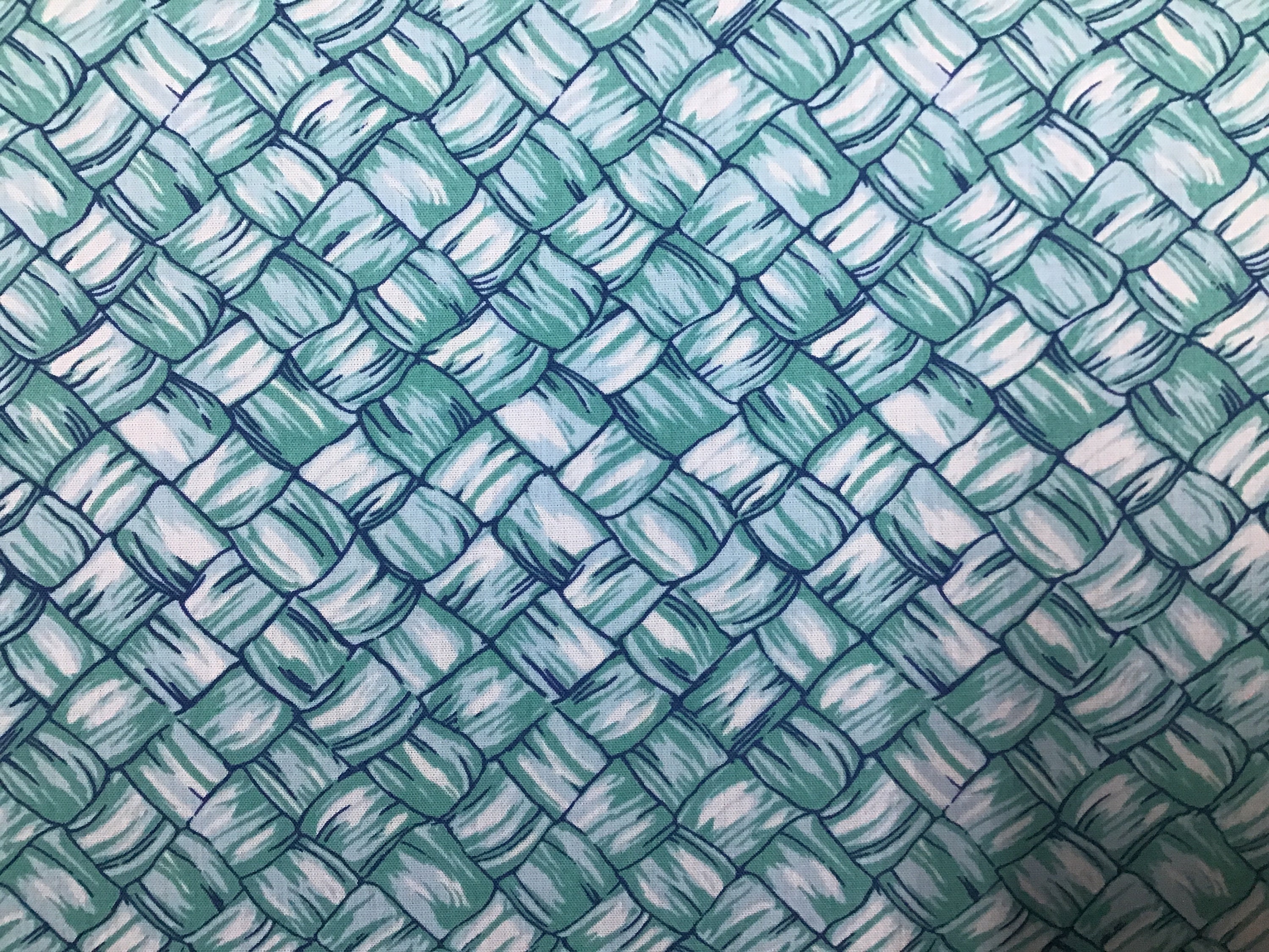 Blue Lauhala Weave Hawaiian Print In Poly-Cotton Yardage | Etsy