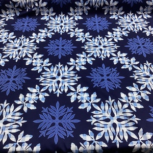 Navy Blue Palaka Quilt Tropical Hawaiian Print in Poly Cotton Fabric ...