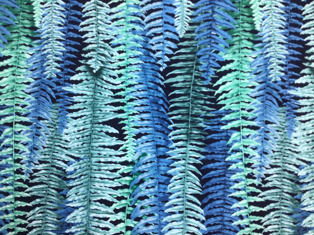 Beautiful Fern in Navy Blue Background 100% Cotton Sold by the Yard ...