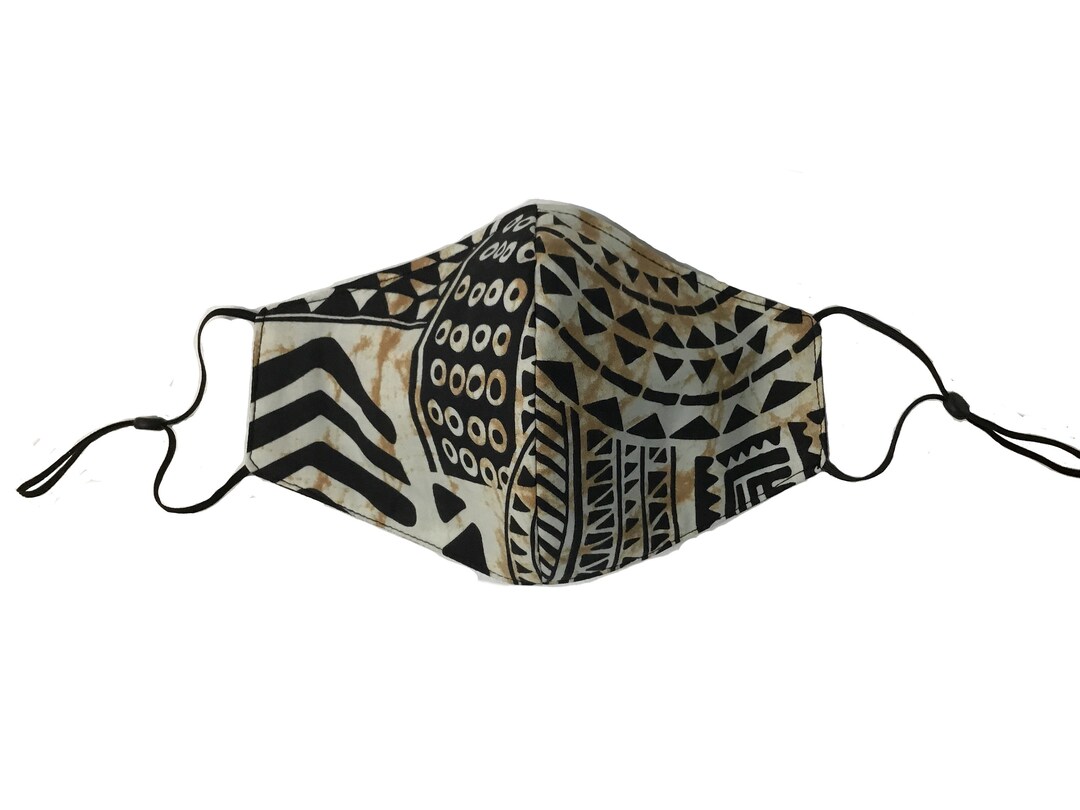 Brown Tapa Tribal Hawaiian Print Face Mask Reversible Triple Lined - Etsy