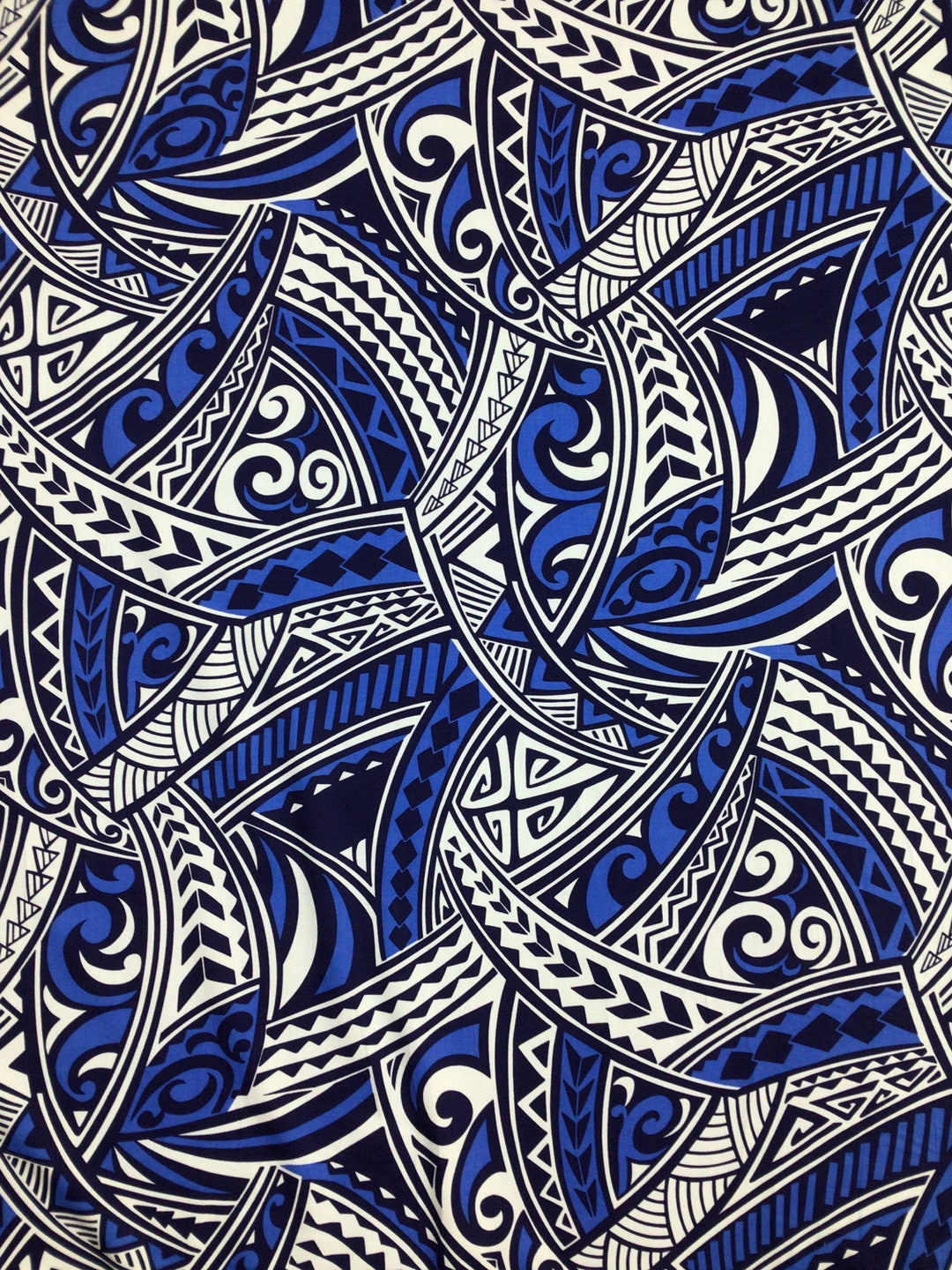 Blue Tribal Hawaiian Print Cotton Fabric Sold by the Yard (yardage ...
