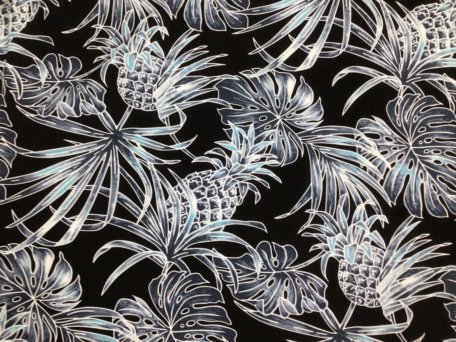 Black Tropical Hawaiian Print Fabric in Cotton yardage - Etsy