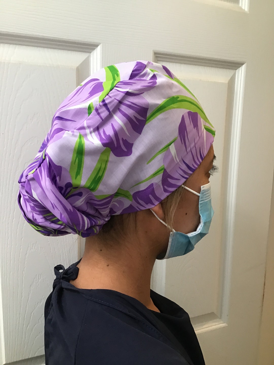 Euro Style Handmade Hawaiian Print Nurses Scrub Cap Unisex Adult One ...