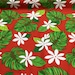 Tropical Tiare Flower Hawaiian Print Poly Cotton Fabric on Red ...