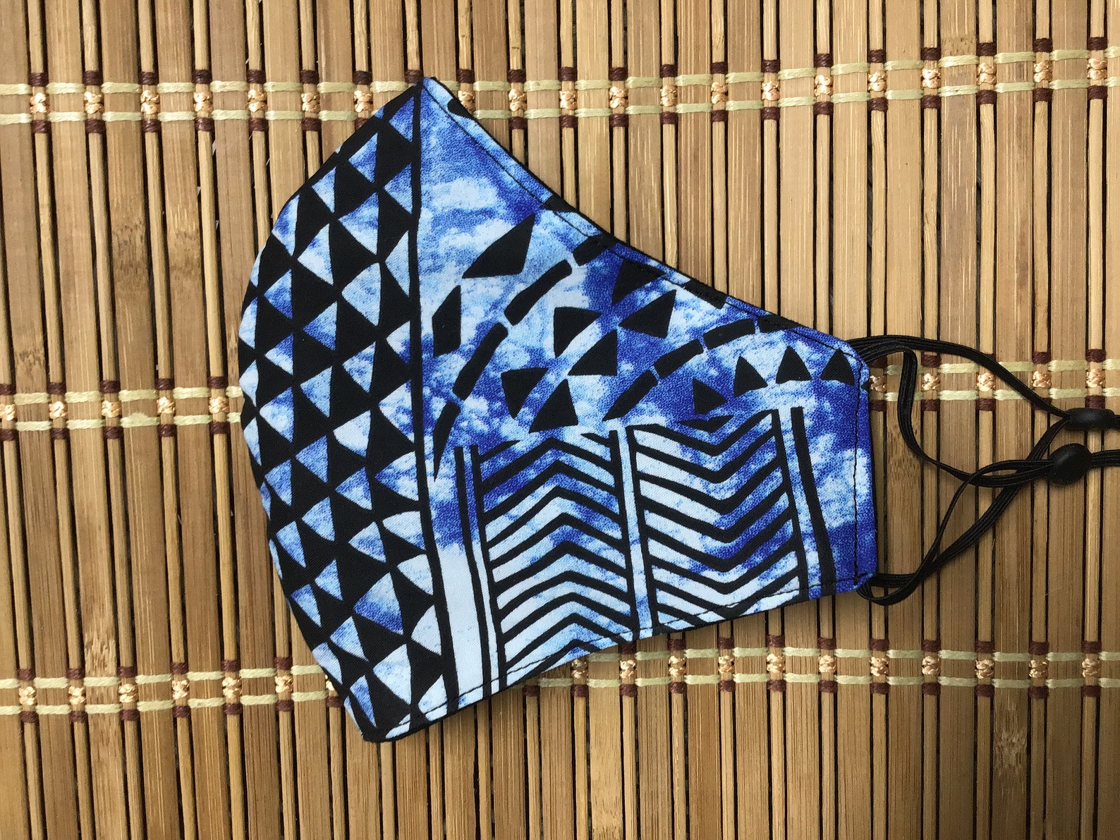 Navy Tapa Tribal Hawaiian Print Face Mask Reversible Triple | Etsy