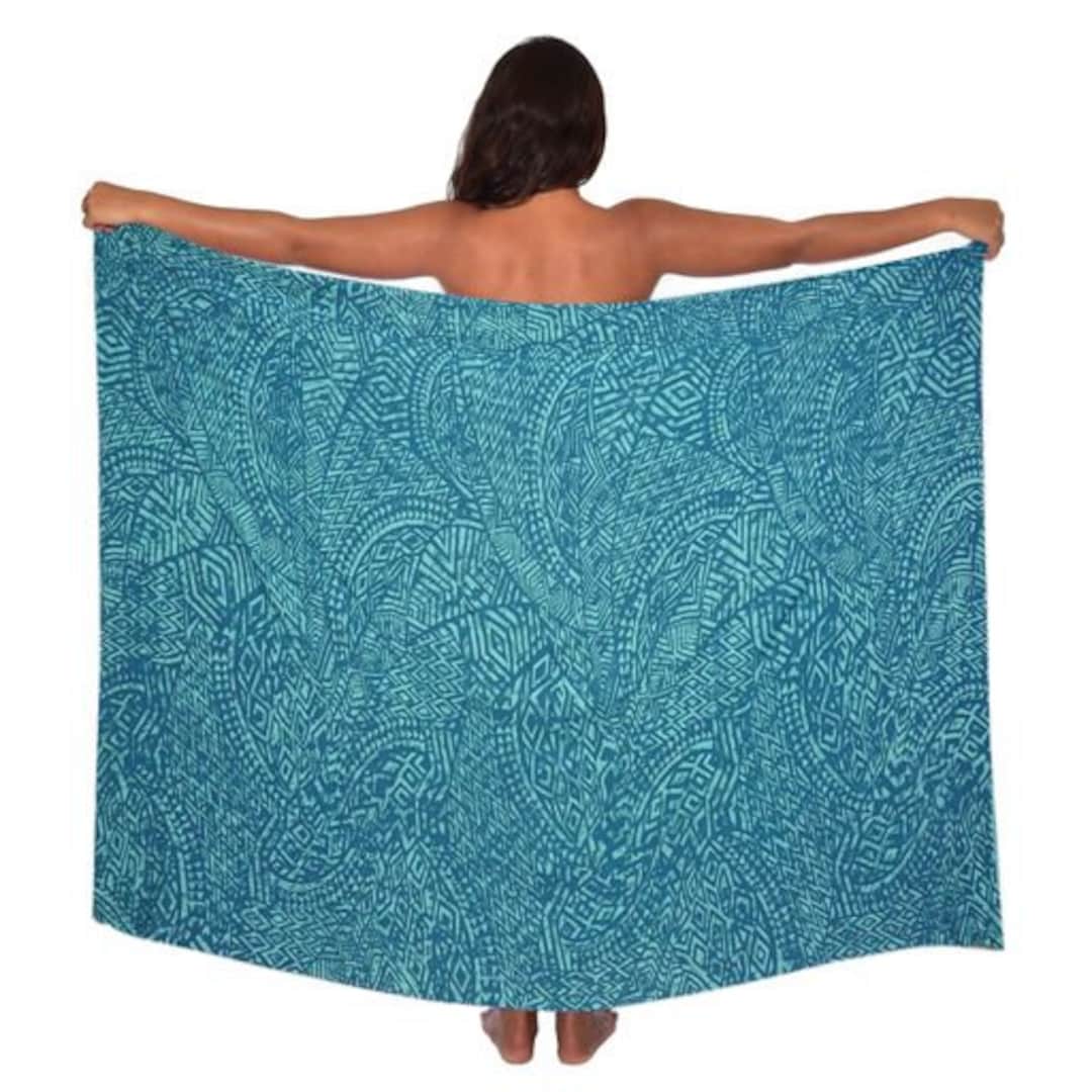 Premium Samoa Design Hawaiian Print Pareo in Teal/blue sarong Lava Lava ...