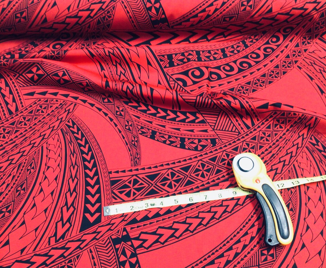 Red and Black Tribal Hawaiian Print Fabric in 100% Cotton - Etsy