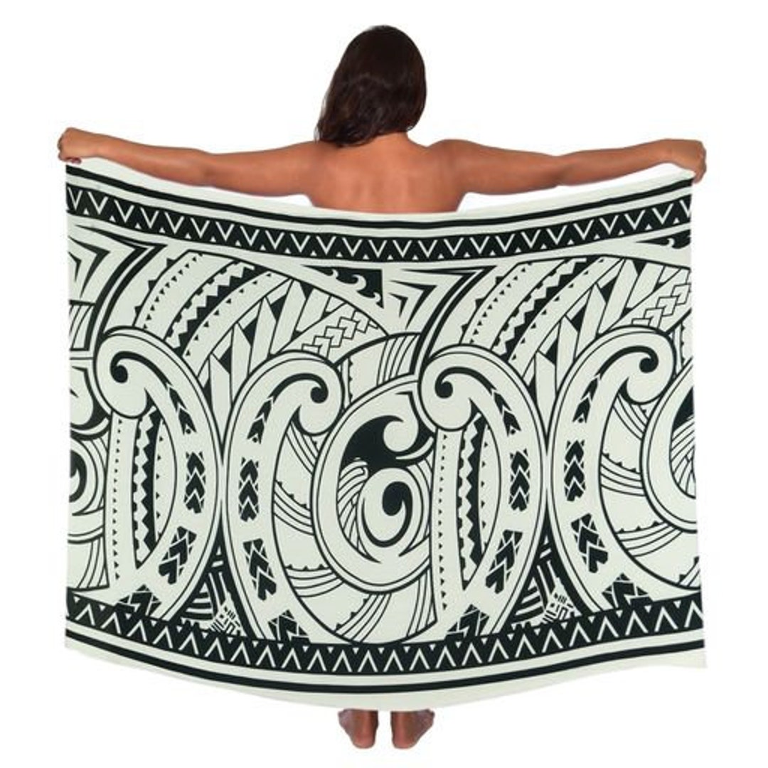 Buy 5, Get One Free!lightweight Tonga Design White/black Pareo (sarong ...