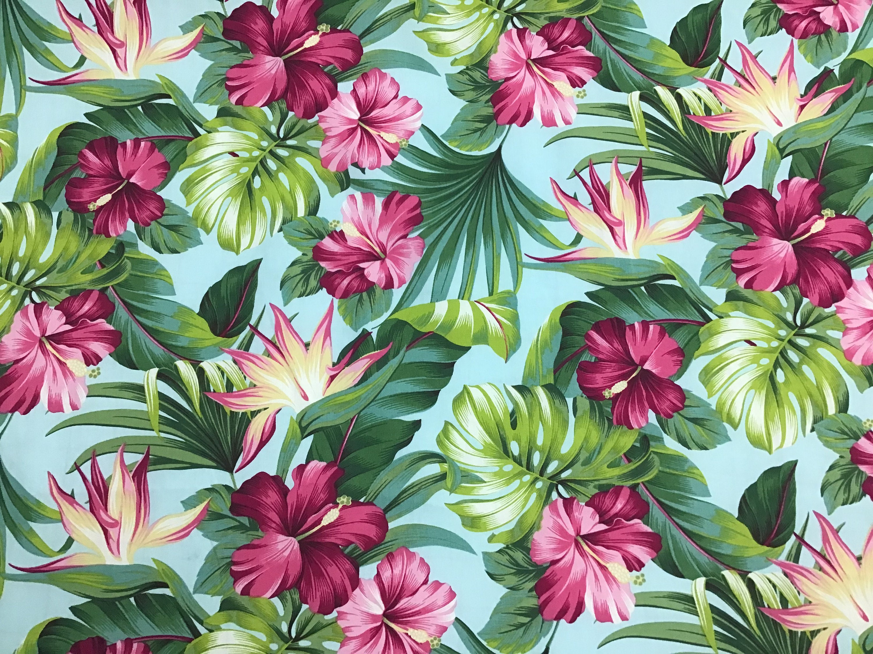 Blue Hawaiian Print Background