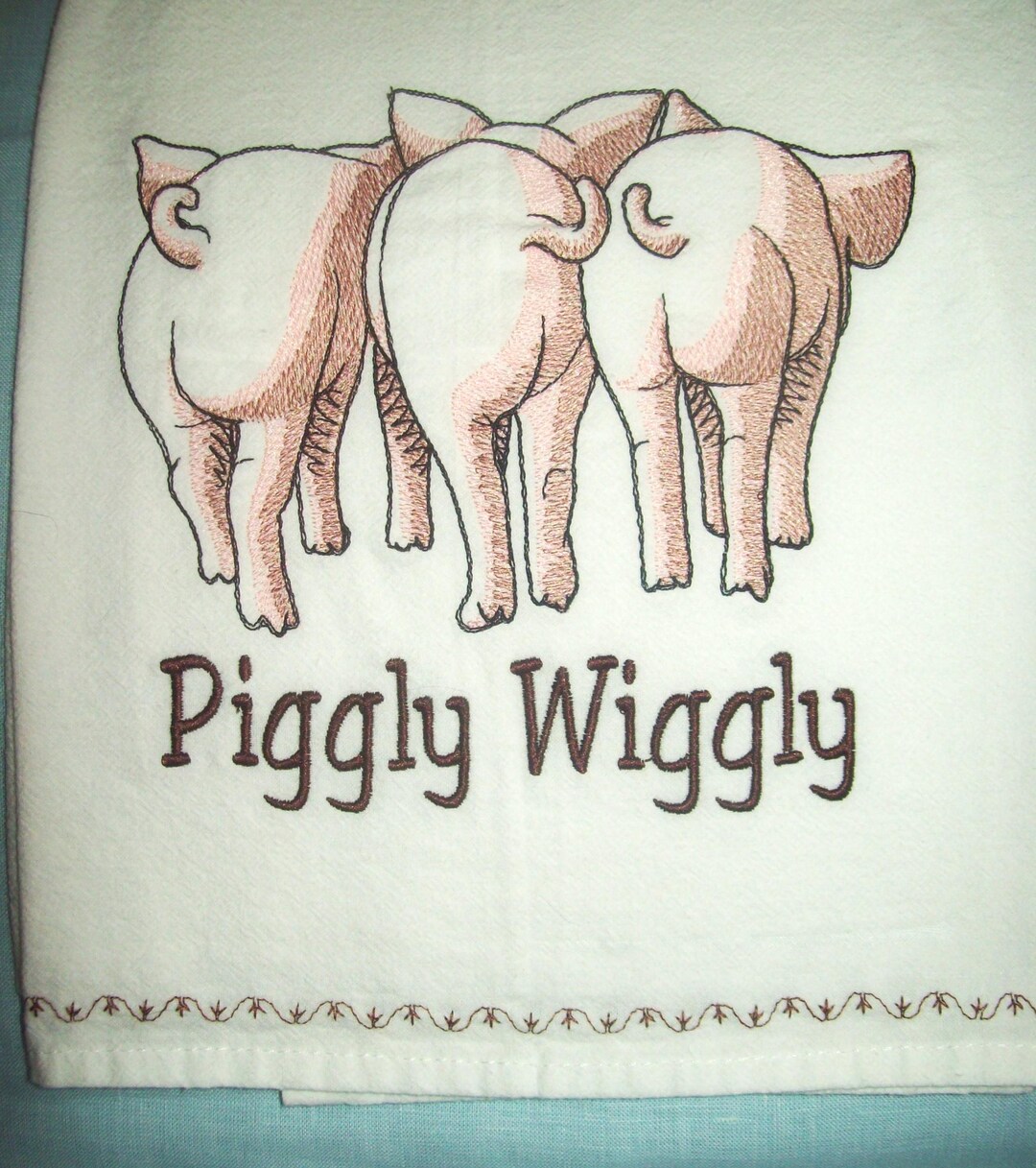 Embroidered Pig Kitchen Towel-flour Sack Tea Towel - Etsy