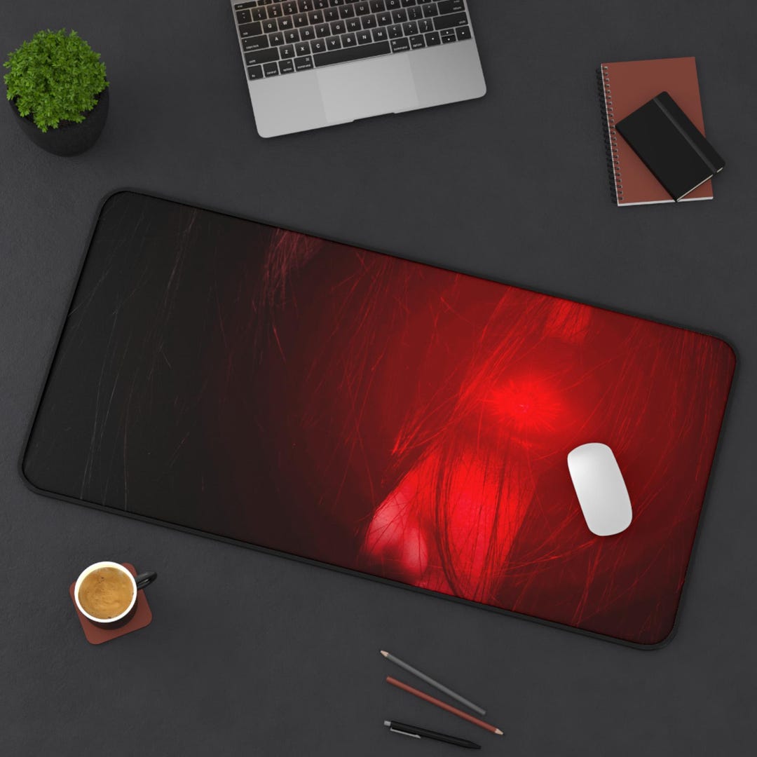 Creepy Dark Cyborg Woman With Red Eye PC Gaming Desk Mat Office ...