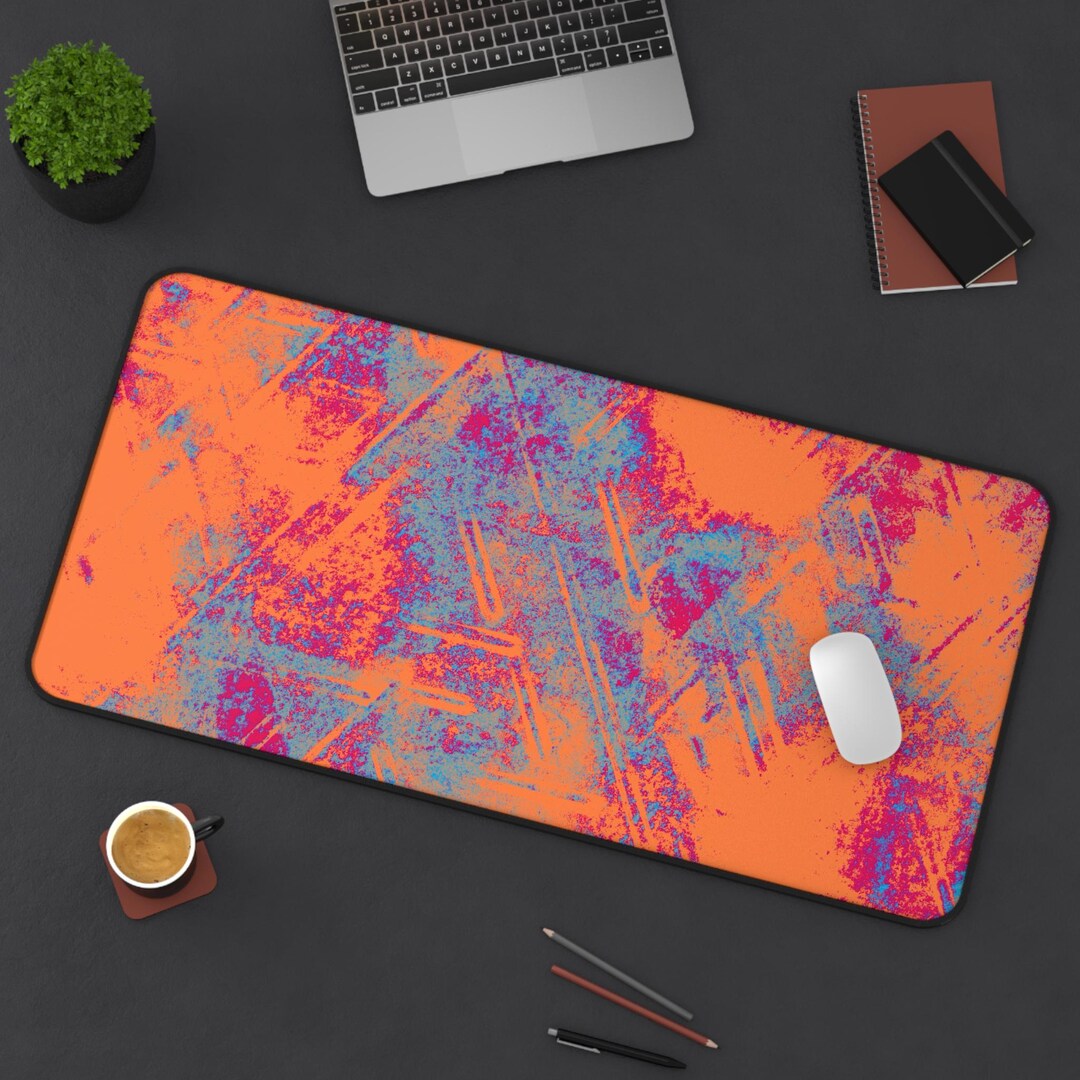Abstract Orange Hidden Triangles Distressed Design PC Gaming Desk Mat ...