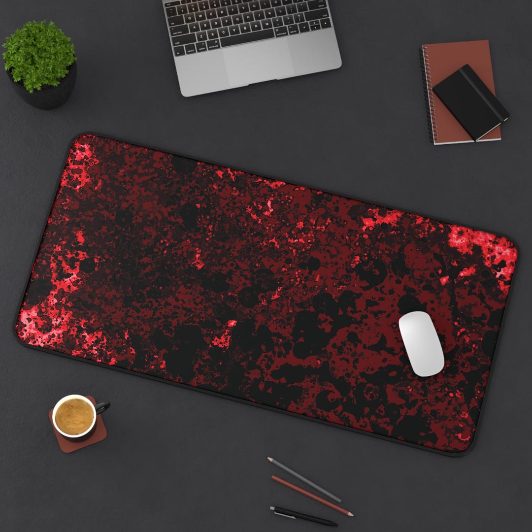 Customizable Red and Black Splatter Abstract Artwork PC Gaming Desk Mat ...