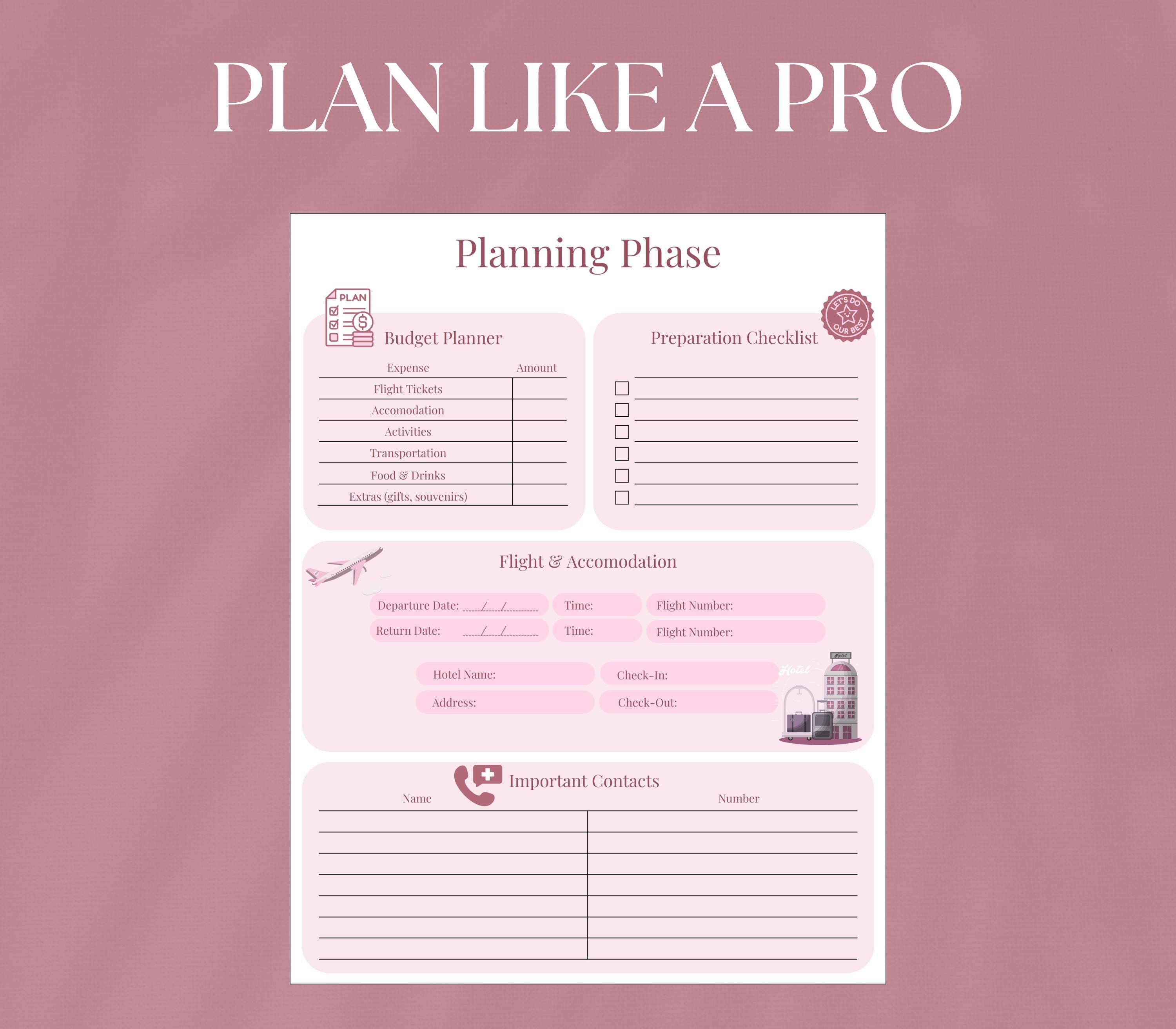 Travel Planner PDF: Daily Itinerary, Budget, Journal (digital Download ...