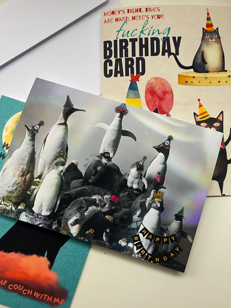 Birthday Penguins Greeting Card | Funny Greeting Card | Antique Photos ...