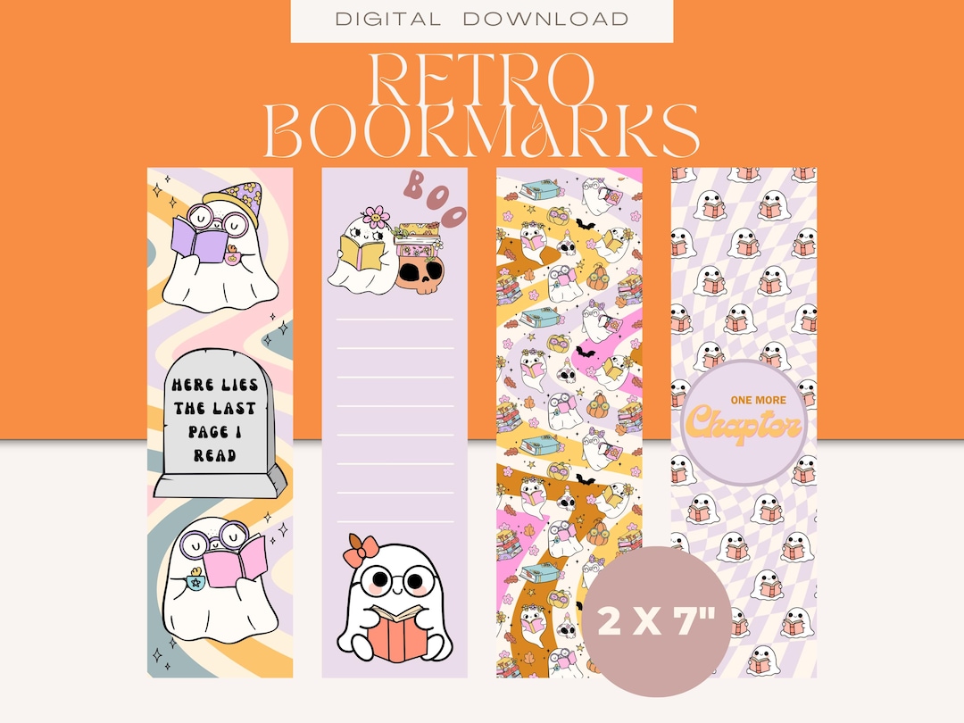 Groovy Ghosts Printable Bookmarks | Retro Halloween Book Accessories ...