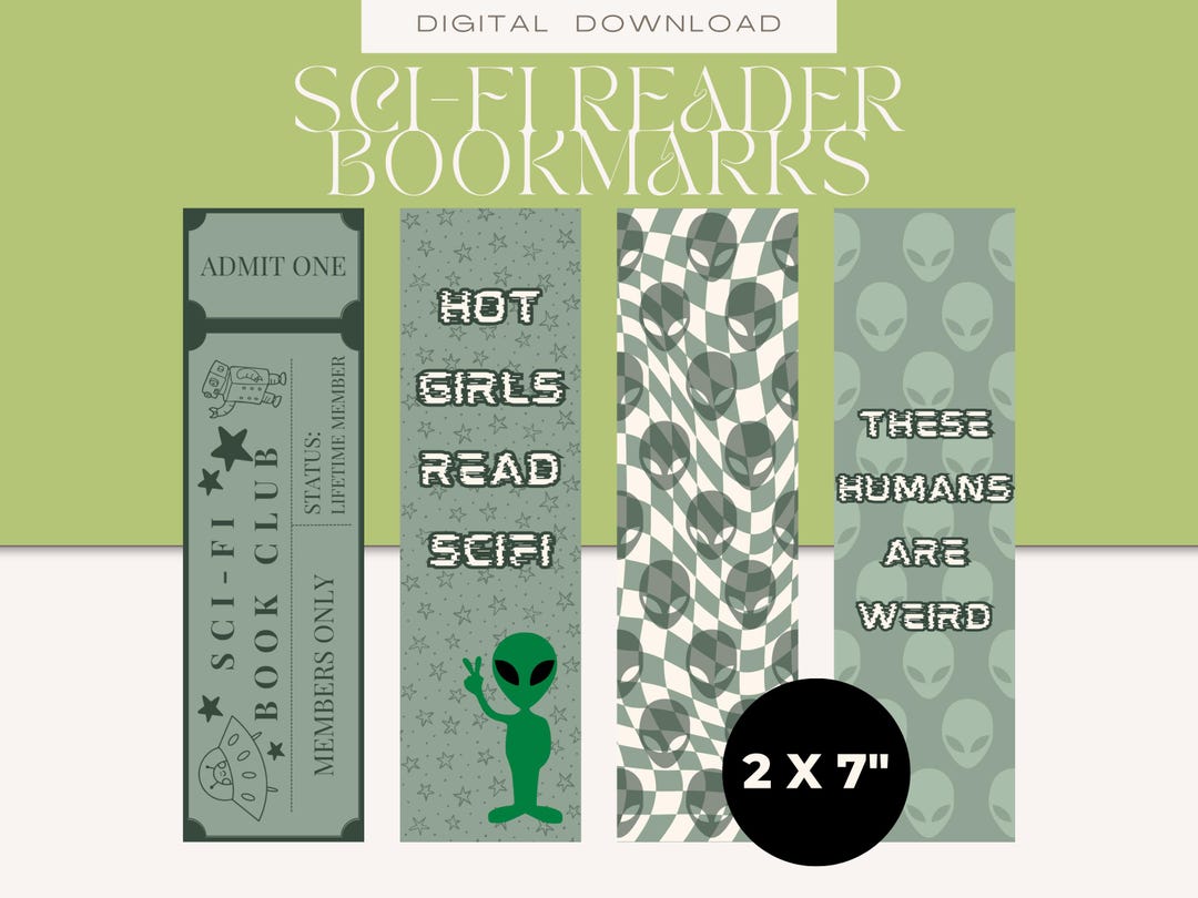 Printable Sci-fi Bookmarks | Digital Download PDF | 4 Pack Sci-fi Book ...