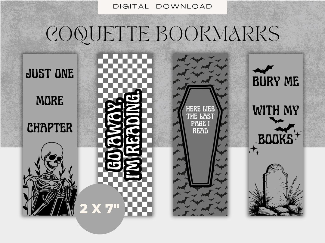 Spooky Halloween Bookmark Bundle: Gothic Skeleton, Bat & Coffin Designs ...