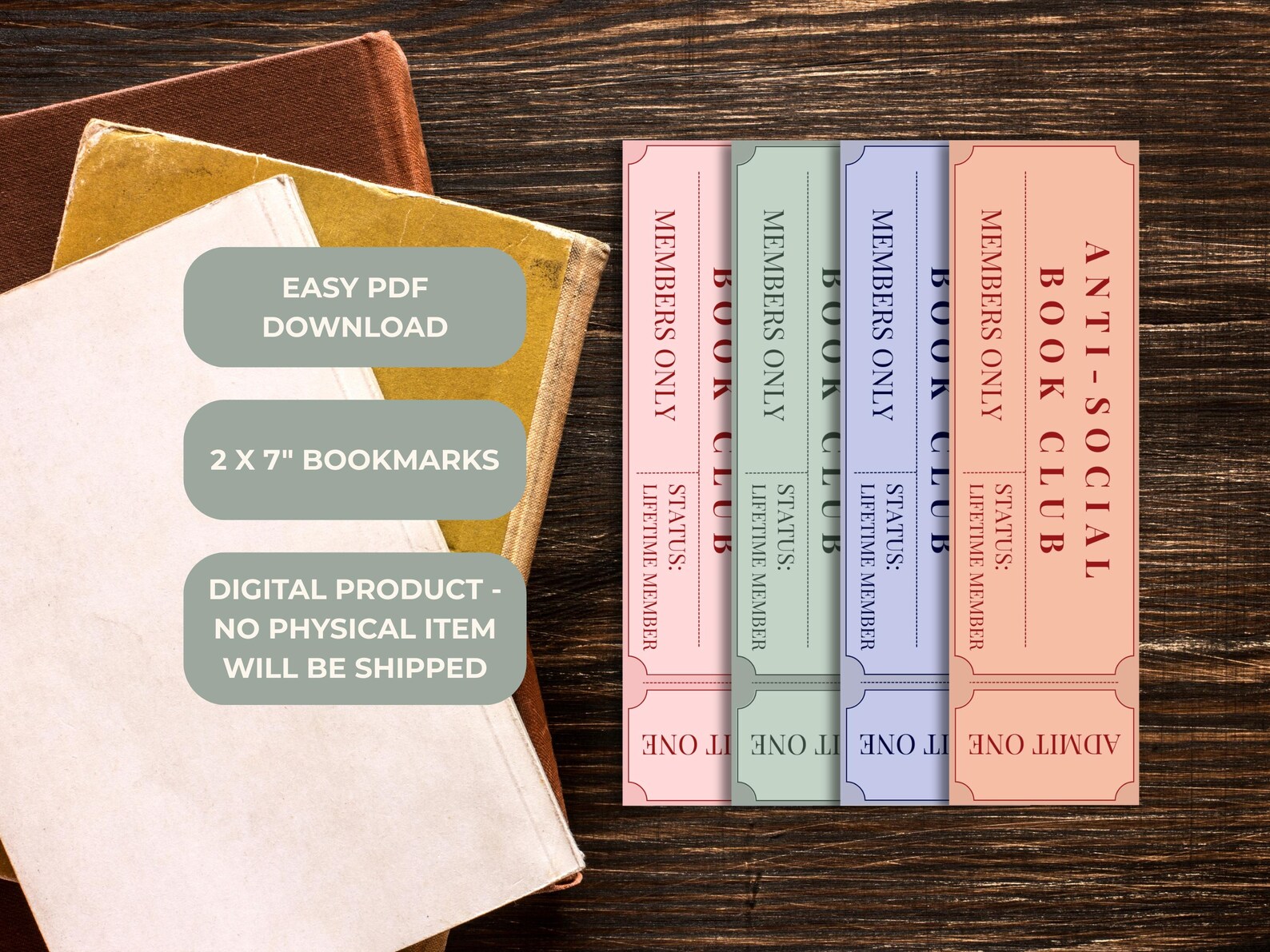 Printable Anti-social Book Club Bookmarks | Cute Movie Ticket Bookmark ...