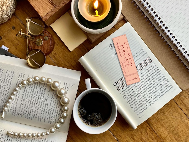 Printable Anti-social Book Club Bookmarks | Cute Movie Ticket Bookmark ...