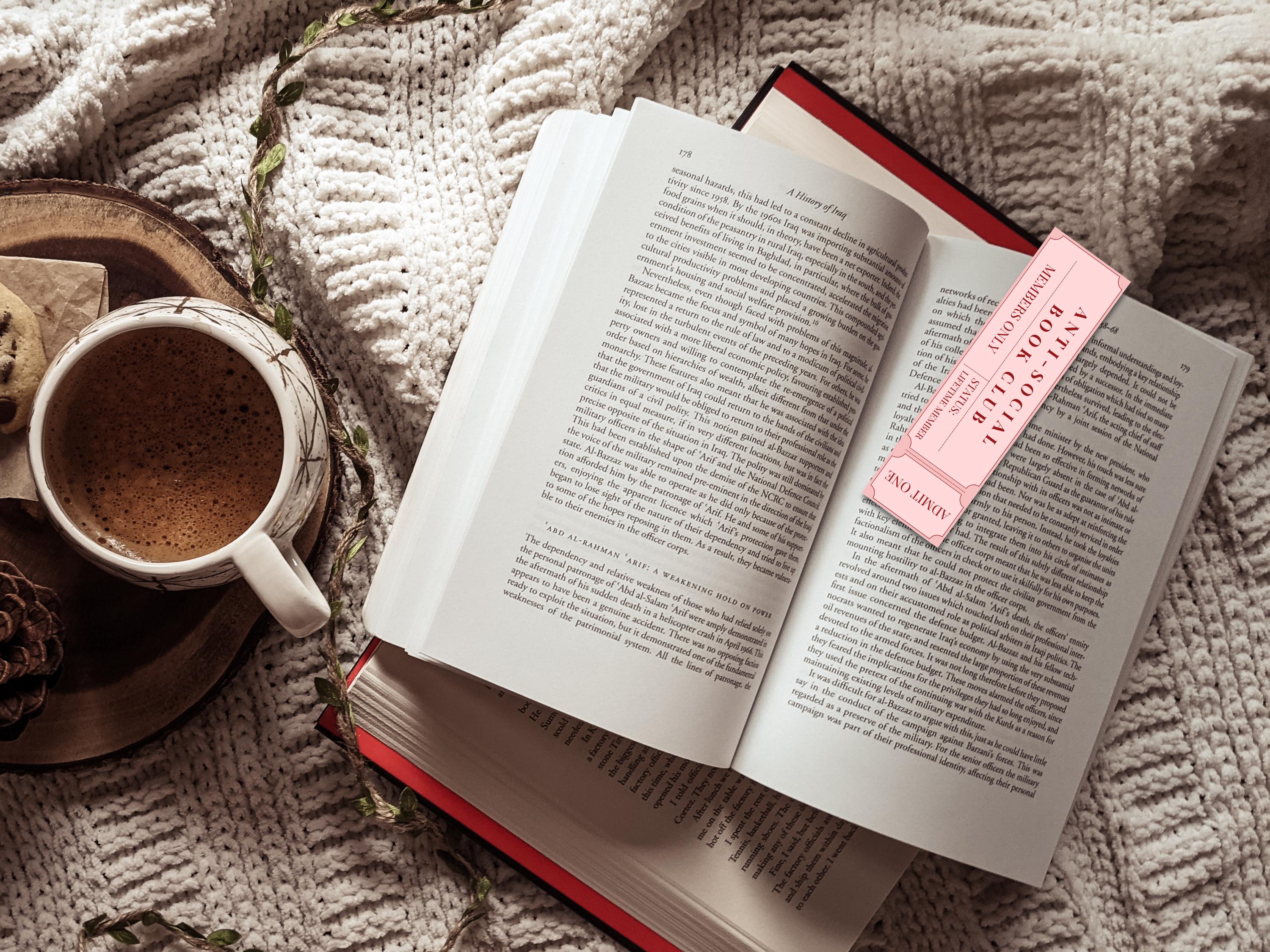 Printable Anti-social Book Club Bookmarks | Cute Movie Ticket Bookmark ...