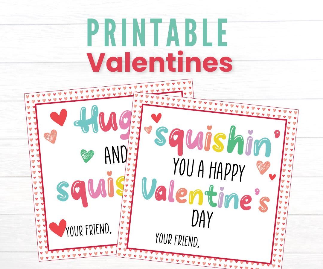 Printable Squishin' You a Happy Valentine's Day Card Squish Toy ...