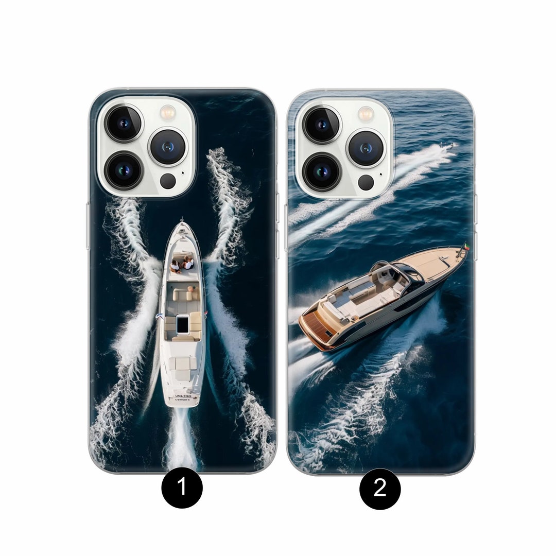 Sea Phone Case Boat Print Gift Cover for iPhone 16e, 15, 14, 13, 12, 11 ...