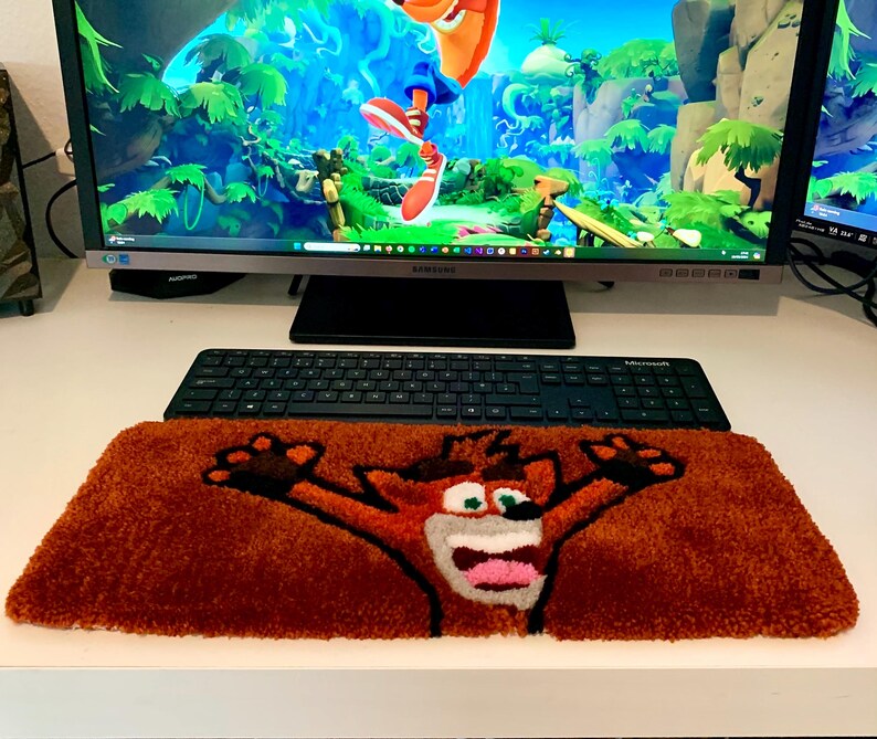 Handmade Tufted Crash Bandicoot Keyboard Rug - Etsy