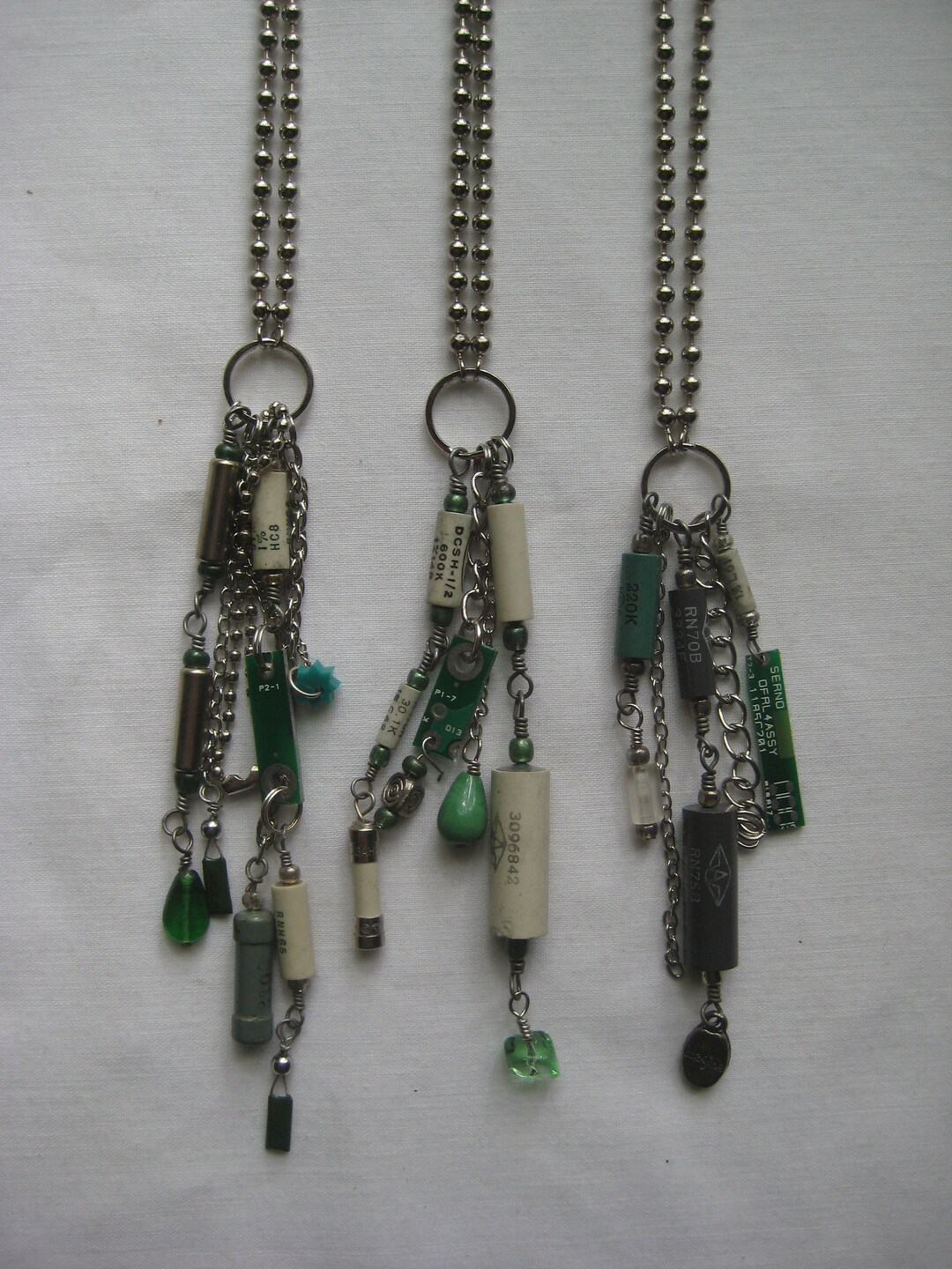 HANDMADE Resistor Charm Necklaces - Green, White, and Grey - Etsy