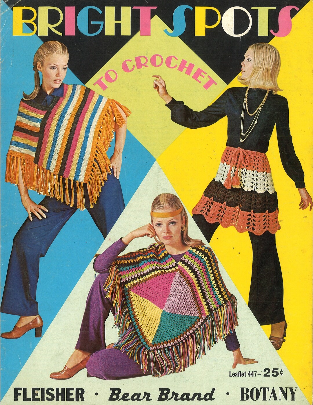 Bright Spots to Crochet - Vintage Poncho and Skirt Pattern - Etsy