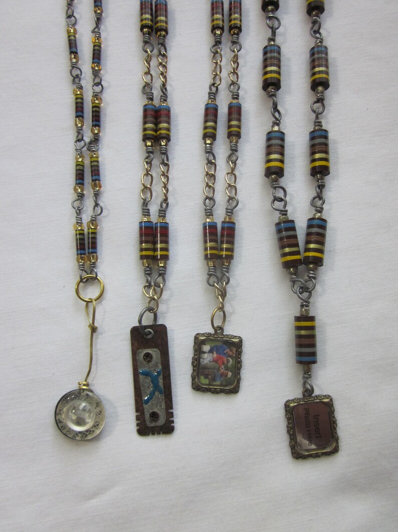 HANDMADE Striped Resistor Necklaces - Charms and Picture Frames - Etsy