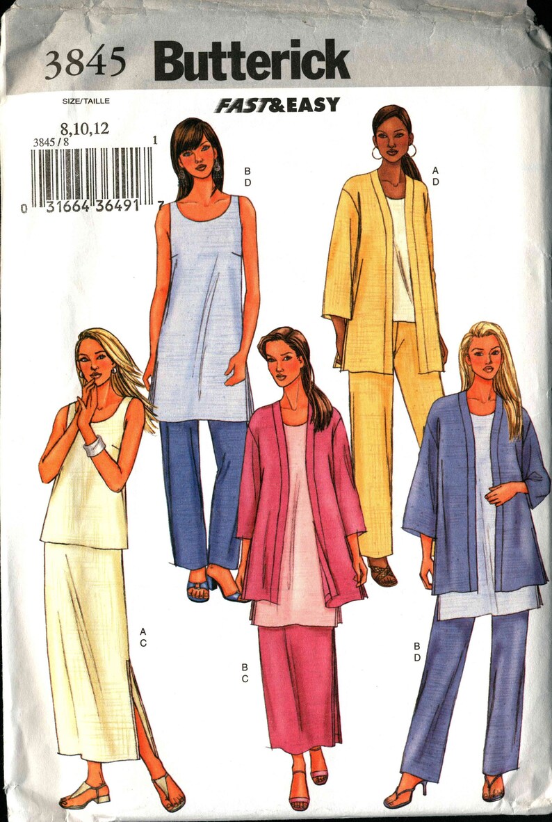 Butterick 3845 Very Easy Sewing Pattern Size 8-10-12 - Etsy