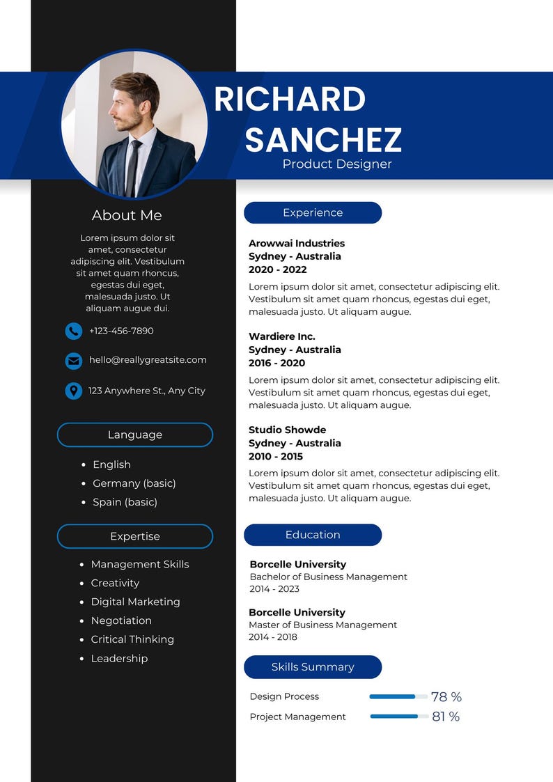 Resume Template for Word & Pages, CV Template, 2024 Modern Resume ...