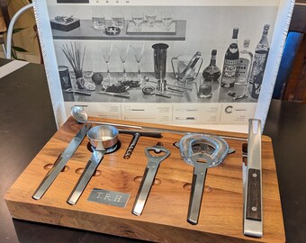 Vintage MCM 9 Piece Bronzeware Bar Tool Set in Wood Case. - Etsy