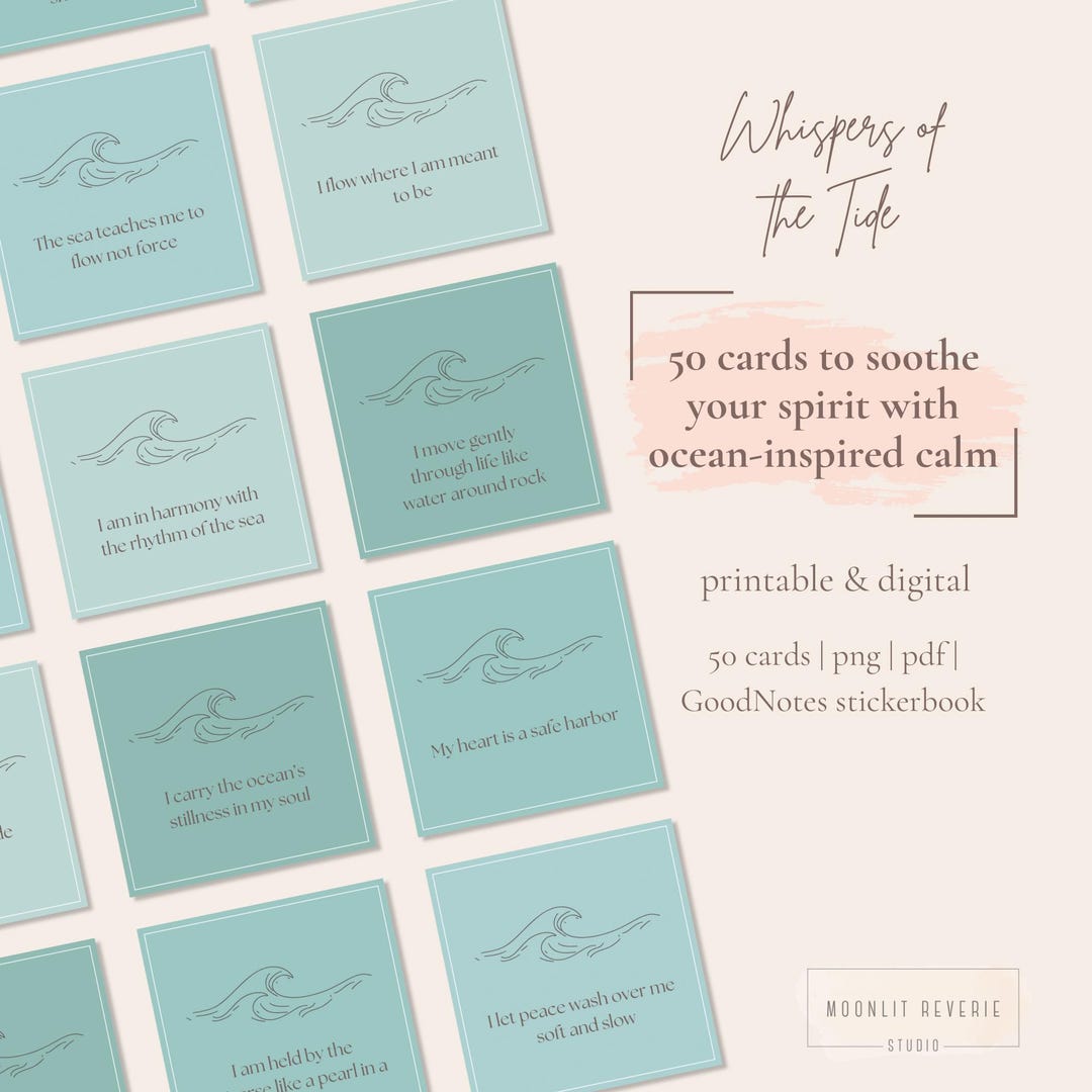 50 Ocean Inspired Affirmation Cards, Printable Digital Stickers ...