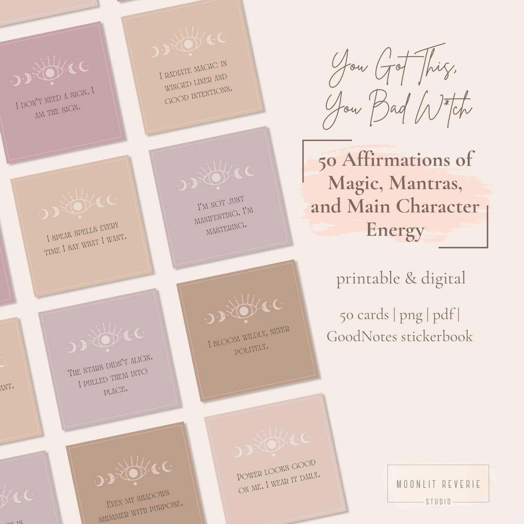 50 Witch Affirmation Cards, Printable PDF & Goodnotes Digital Download ...