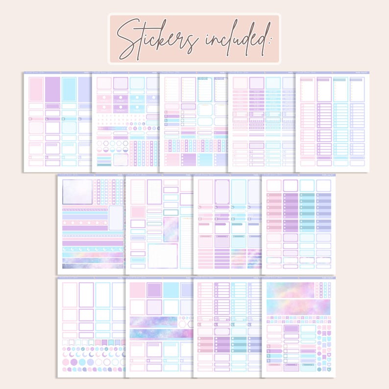 Pastel Galaxy Digital Planner Stickers, Celestial Stars & Moons ...