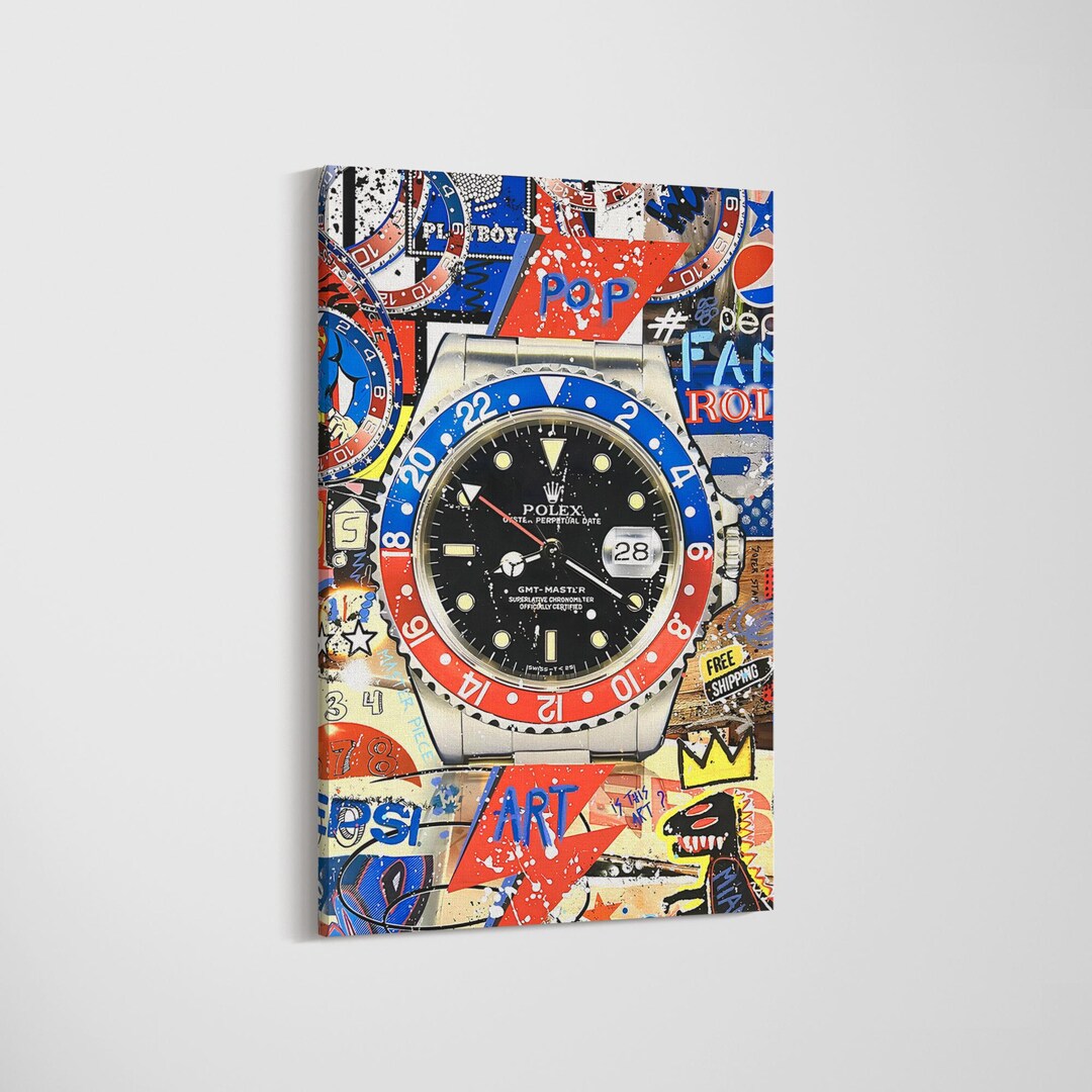 Banksy Style Rolex Pepsi Money Pop Art Canvas, Banksy Graffiti Artwork ...