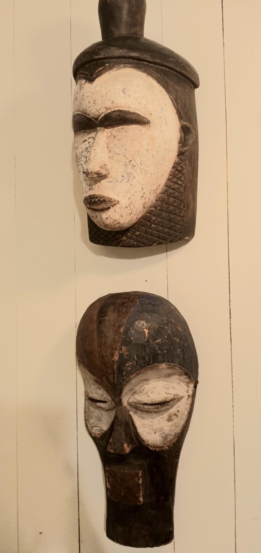 African Tribal Mask Pair | Authentic Hand Carved Sculptural Wall Art ...