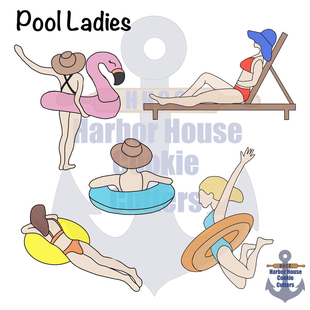 Pool Ladies Cookie Cutters: Flamingo Floatie, Inner Tube, Inner Tube ...