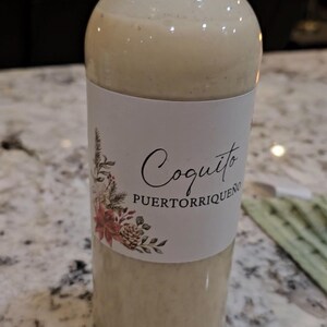 Coquito Bottle Label: Puerto Rican Christmas Floral Design (instant ...